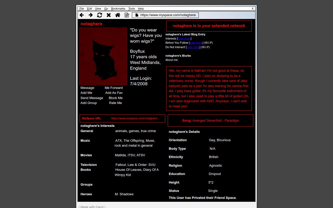 Nathan's myspace (carrd)